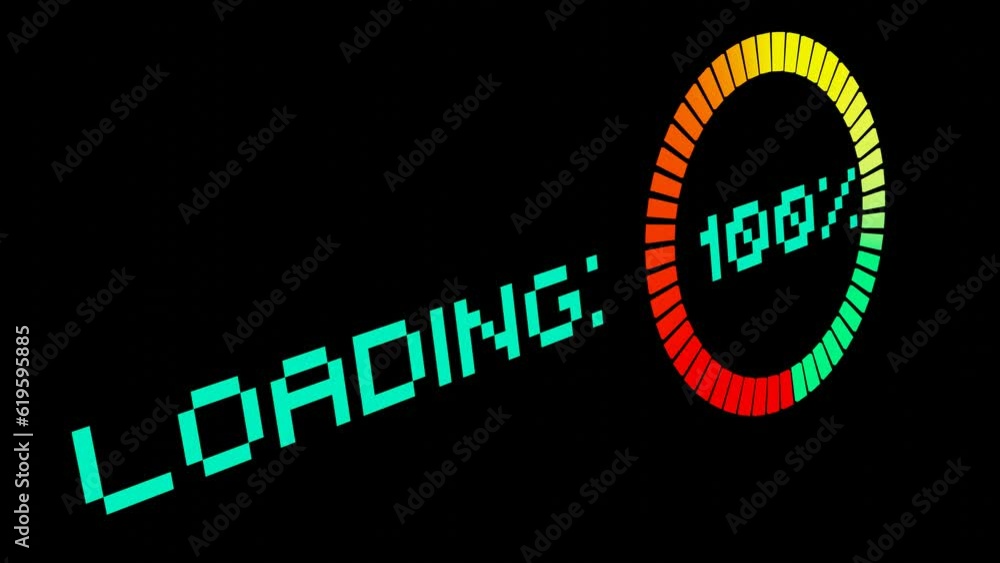 Styled animation of a circular loading progress indicator from 0 to 100 ...