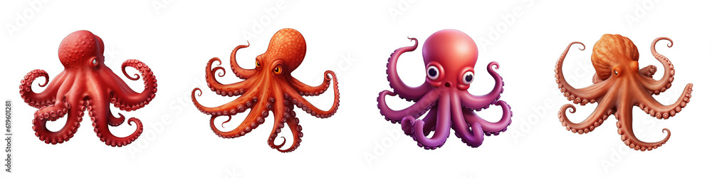 Octopus clipart collection, vector, icons isolated on transparent ...