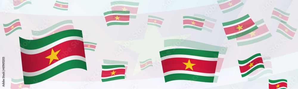 Suriname flag-themed abstract design on a banner. Abstract background ...