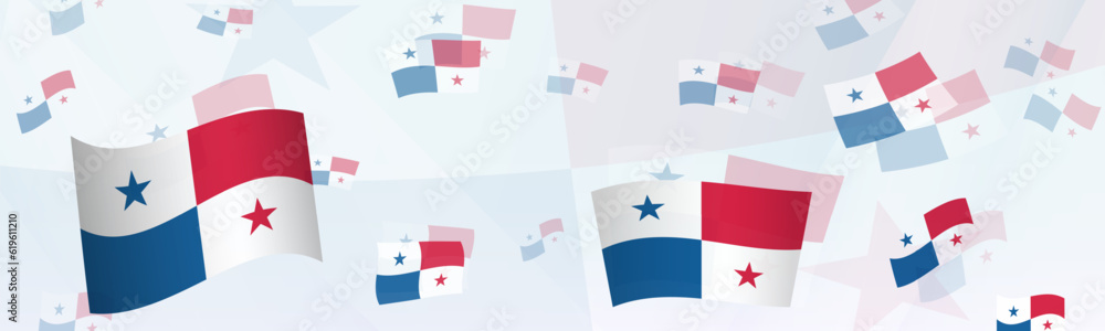Panama flag-themed abstract design on a banner. Abstract background ...