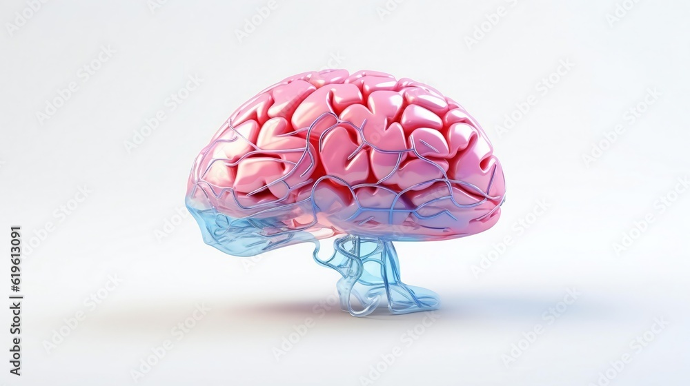 A glass model of a human brain on a white background Stock Illustration ...