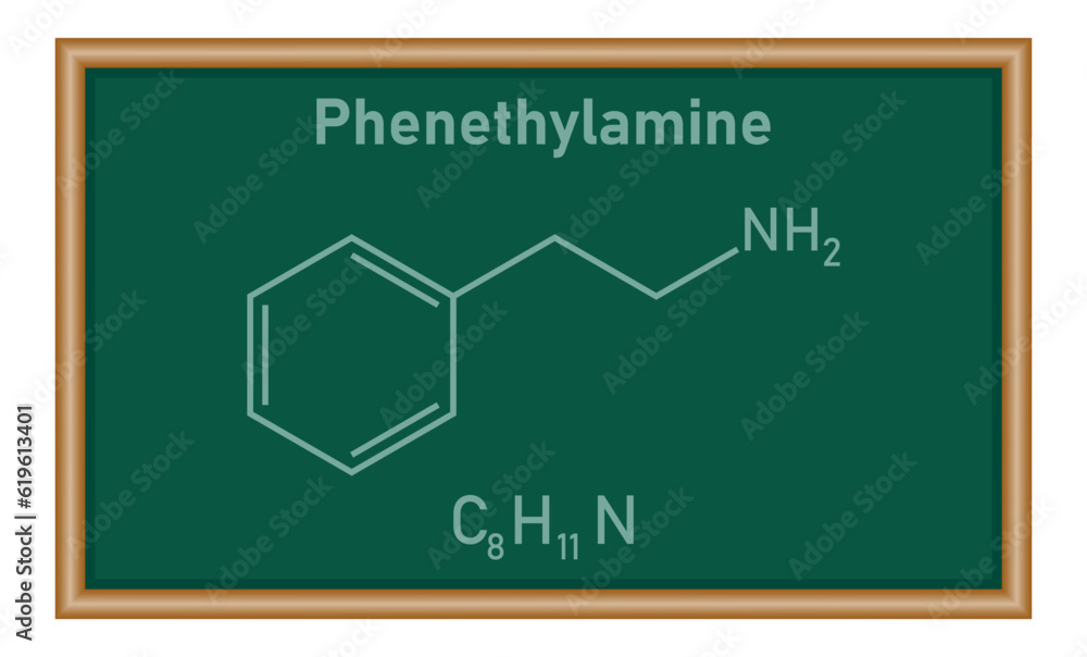 Chemical structure of Phenethylamine (C8H11N). Chemical resources for ...
