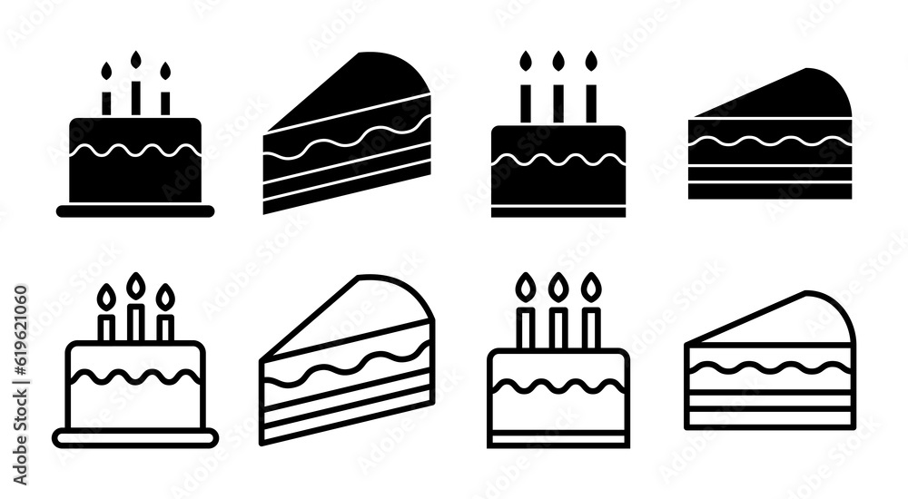 Cake icon set illustration. Cake sign and symbol. Birthday cake icon ...