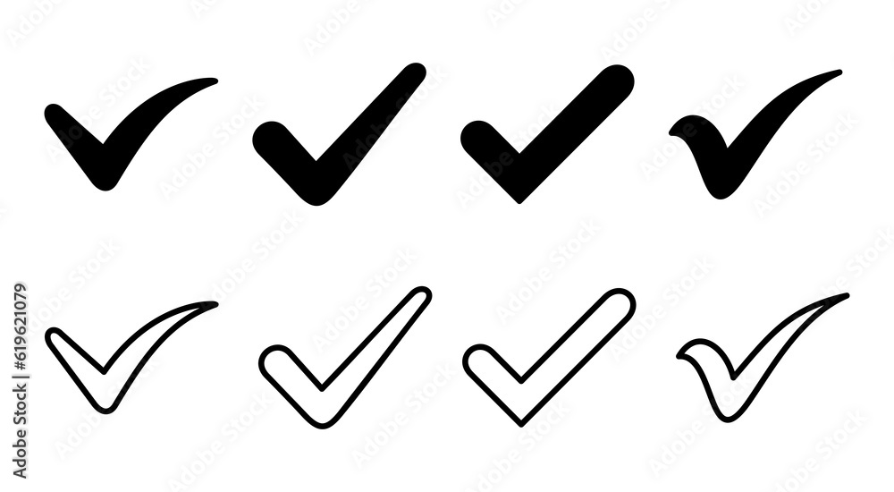 Check mark icon set illustration. Tick mark sign and symbol Stock ...