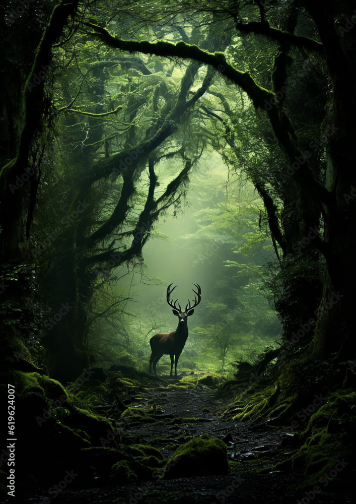 In this AI-generated illustration, a majestic elk emerges from the ...