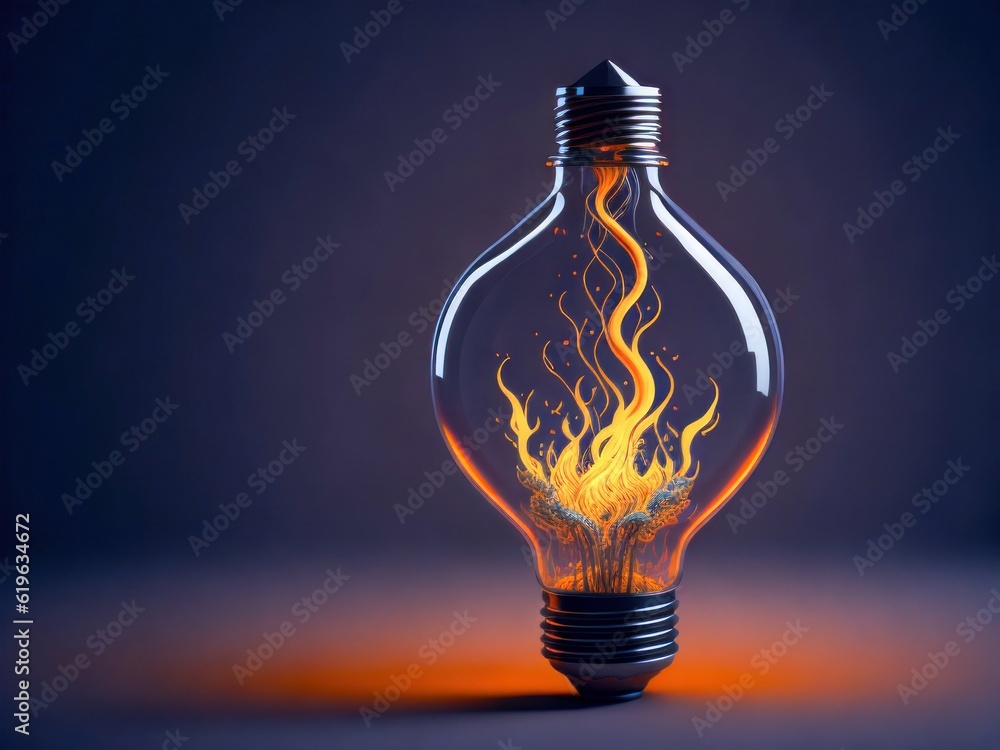 Eco friendly lightbulb with electric energy inside, concept of ...