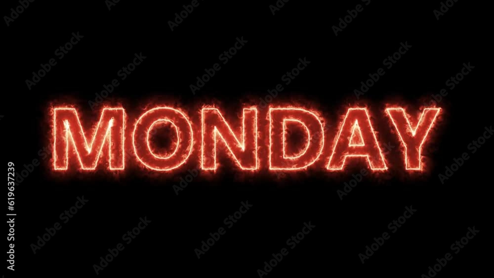 monday Word Hot Animated Burning Realistic Fire Flame and Smoke ...