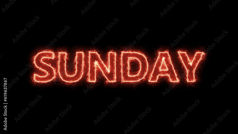 sunday Word Hot Animated Burning Realistic Fire Flame and Smoke ...