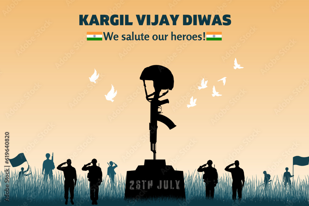 Kargil Vijay - vector illustration of abstract concept for Kargil Vijay Diwas, banner or poster ...
