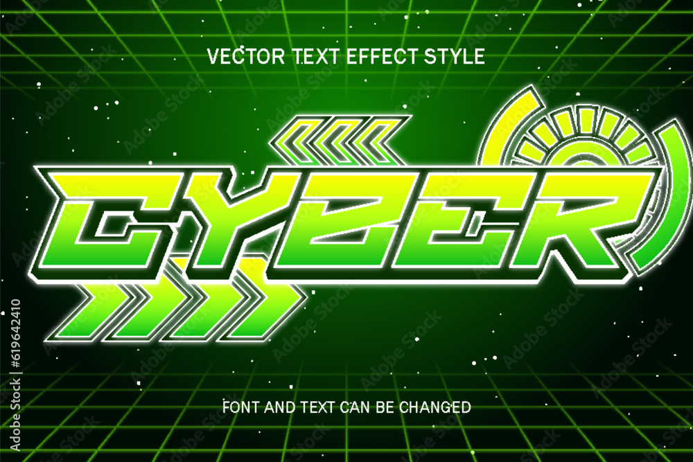 cyber technology green neon futuristic video games style editable text ...