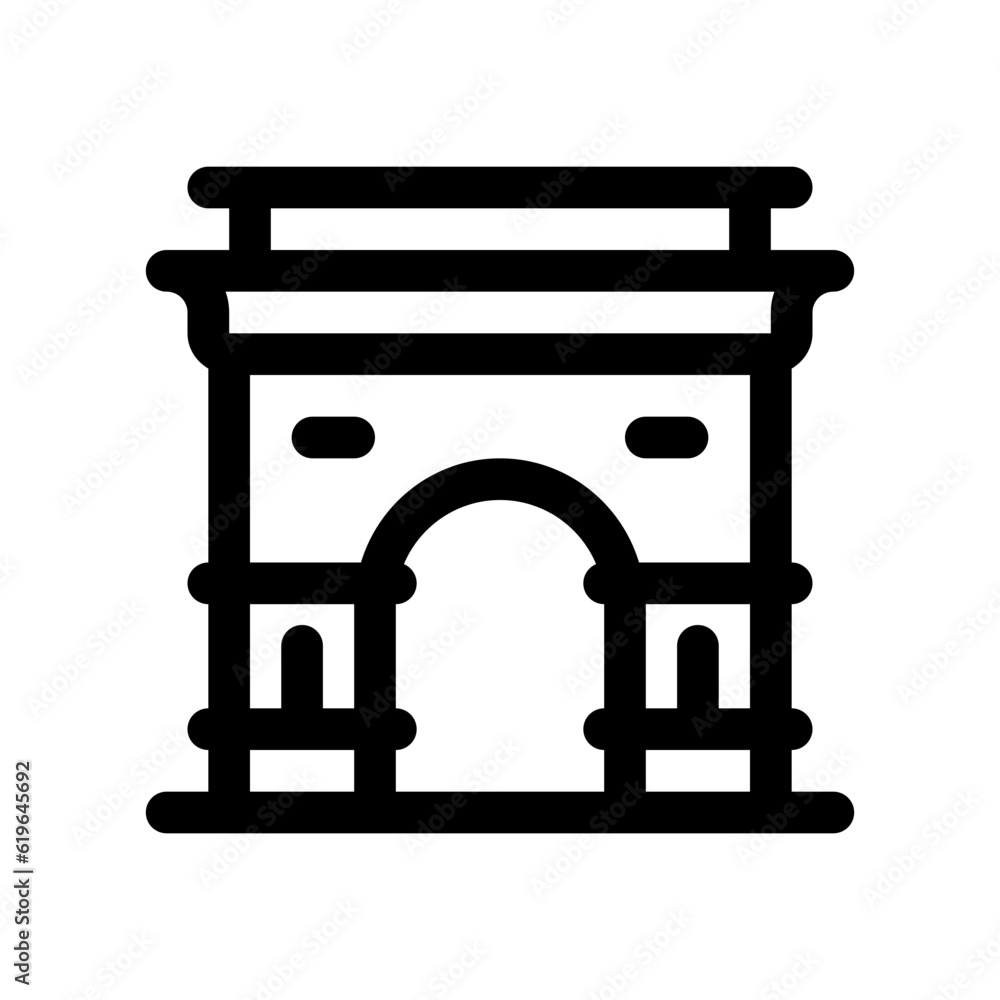 Editable gate, city, town, tunnel vector icon. Landmark, monument ...