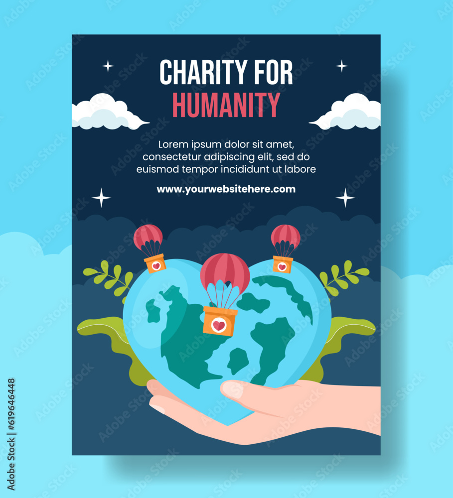 World Humanitarian Day Vertical Poster Flat Cartoon Hand Drawn ...