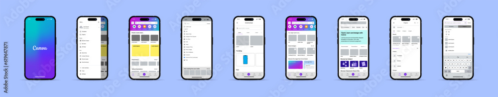 Canva mobile app interface template mockup. Canva post, story, reels ...