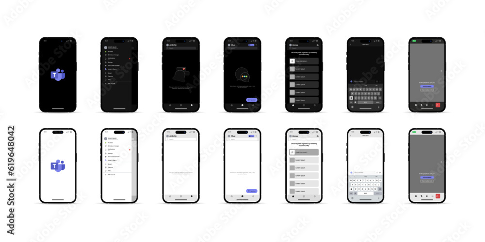Microsoft teams. Microsoft team application user interface. Mobile ...
