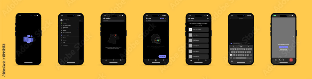 Set Microsoft team screen social media and social network interface ...
