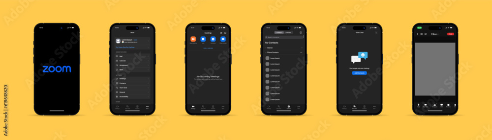 Vetor de Set zoom screen social media and social network interface ...