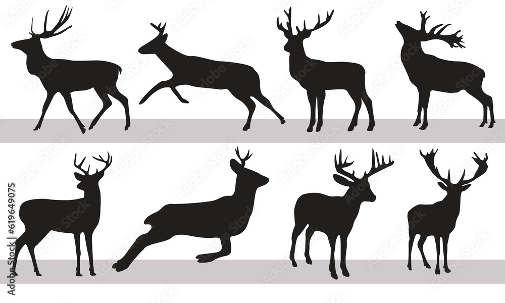 Vetor do Stock: Deer silhouette vector set, Deer silhouette hunting ...