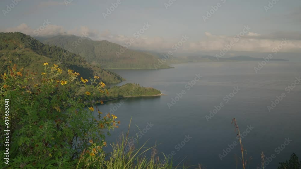 Video Stock Danau Toba view from Tarabunga Hill - a Large Natural Lake ...