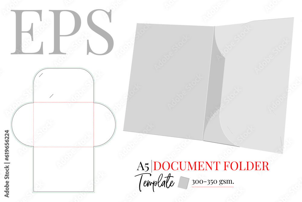 Vettoriale Stock Document Folder Template A4. Vector with die cut, laser cut layers. White ...