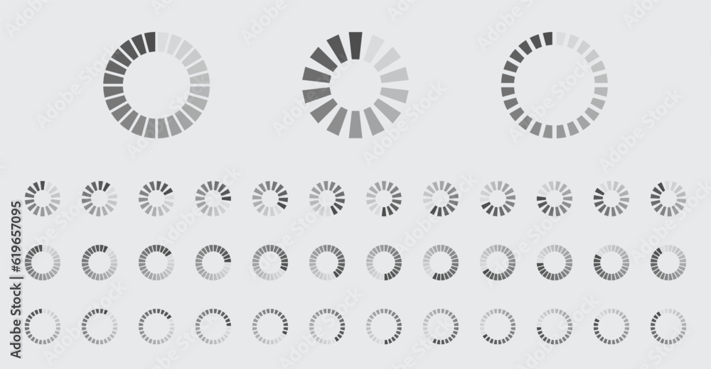 Circular Loading Buffering Icons Vector Set Video Ready for Animation ...