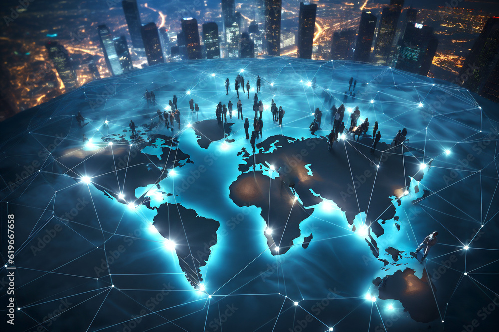 Map displaying a global network of users, emphasizing collective desire ...