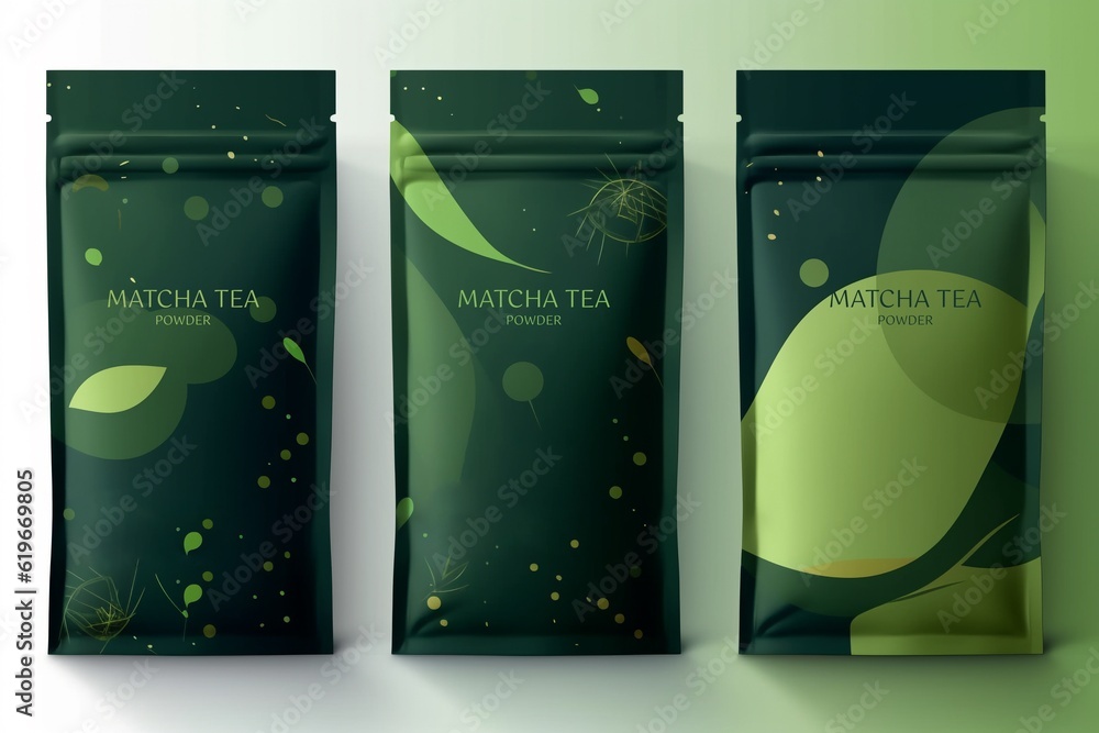 Generative AI. Matcha green tea powder vector realistic. Product ...