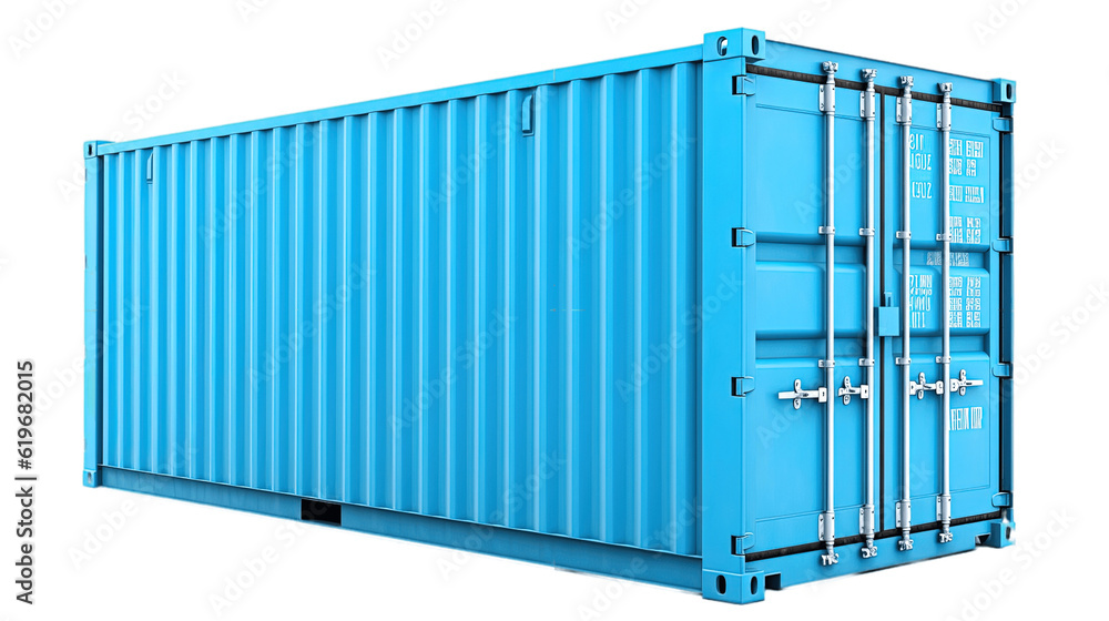 Blue cargo container isolated on transparent background. PNG file, cut ...