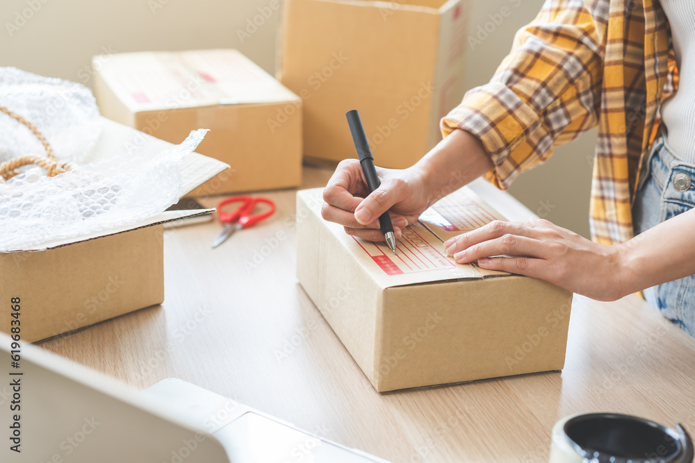 Online seller store, owner small business entrepreneur asian young ...