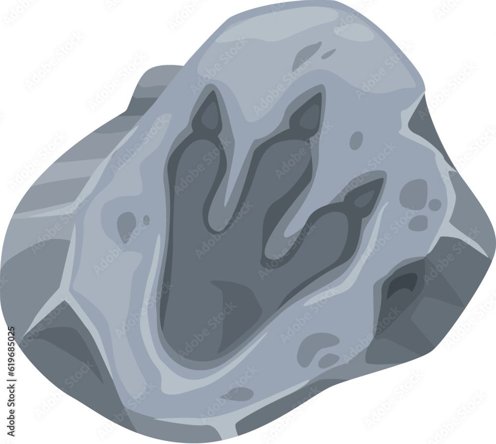 Ancient dinosaur footprint, fossil. Prehistory monster claws archeology ...