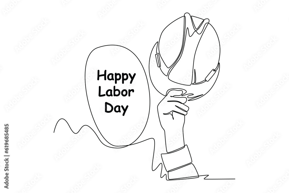 Continuous one line drawing Labor Day concept. Single line draw design ...