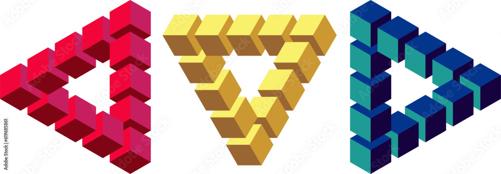 Outline geometric set of infinite triangles isolated. Impossible logo ...