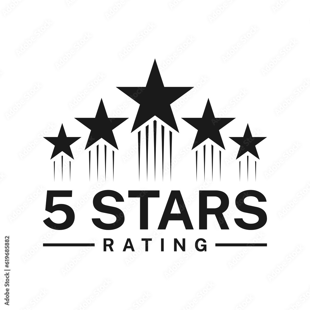 5 five star rate or review and best award icon of service satisfaction ...
