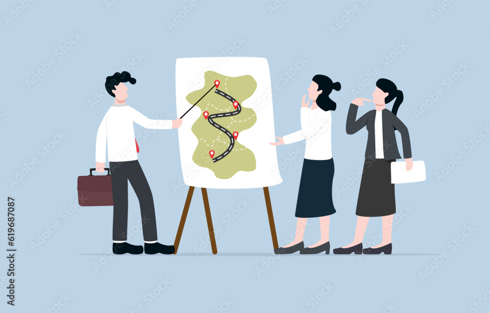 Business roadmap, strategic plan to achieve goal, setting clear ...