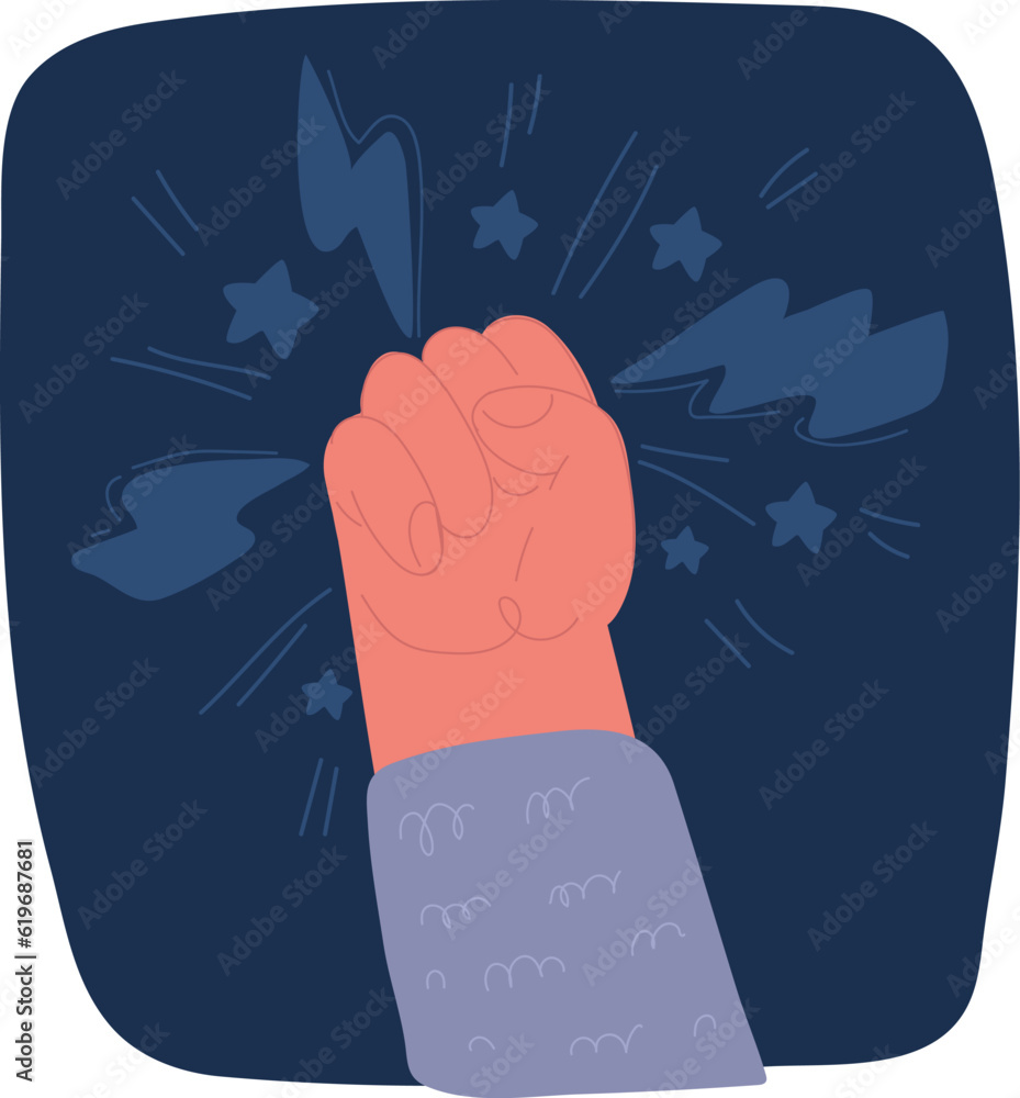 Vector cartoon illustration of Fist male hand, proletarian protest ...