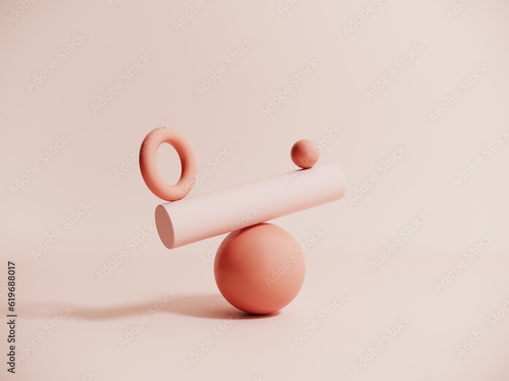 Pastel beige objects, geometric shapes in an abstract composition - 3d ...