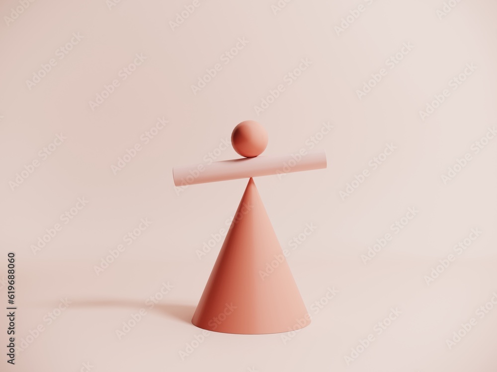 Pastel beige objects, geometric shapes in an abstract composition - 3d ...