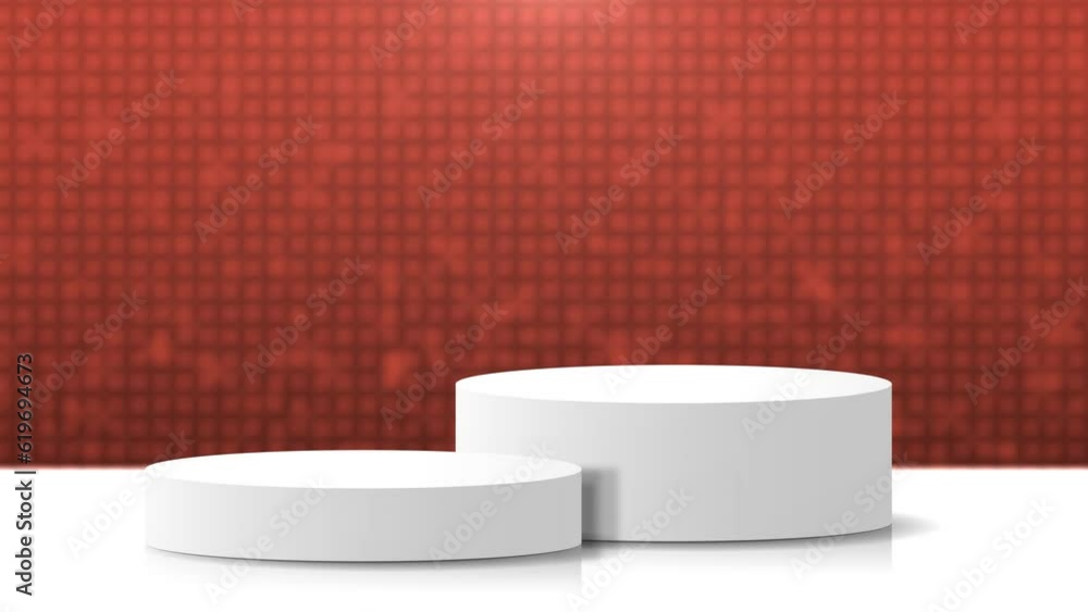 two cylinder podium 4K animation on red background, suitable for ...