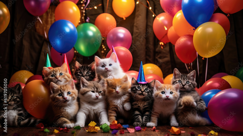 Cute smiling cats celebrating new year , HD, Background Wallpaper ...