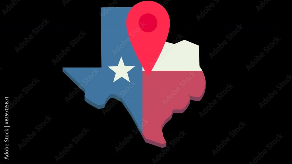 Animation loop of the 3D map of Texas in flat design style with the ...