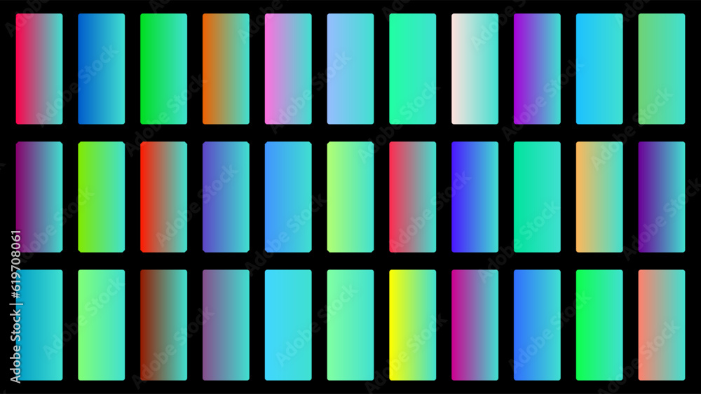 Colorful Turquoise Color Shade Linear Gradient Palette Swatches Web Kit ...
