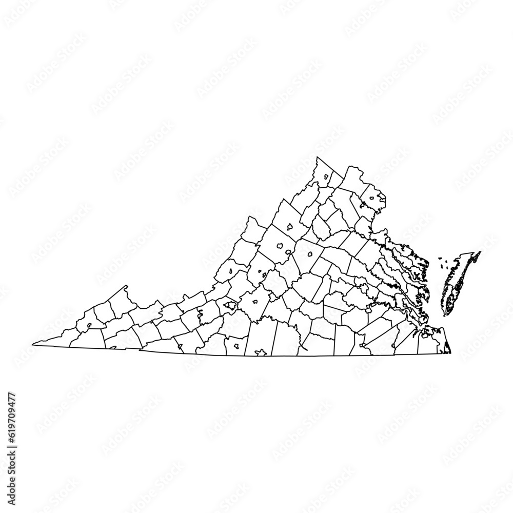 Virginia state map with counties. Vector illustration. Stock Vector ...