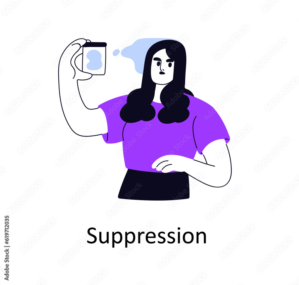 Emotional suppression, face expressions control, inhibition, psychology ...