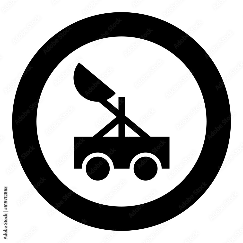 Catapult Medieval Siege Ejection Seat Icon In Circle Round Black Color Vector Illustration Image