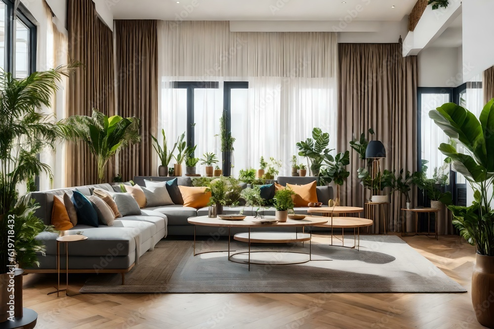 most beautiful interior design of home basement with stairs, sofas and ...