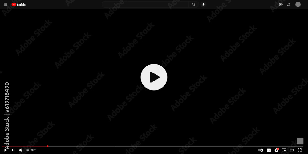 Youtube video frame. Video player layout. Video content mockup. Social ...