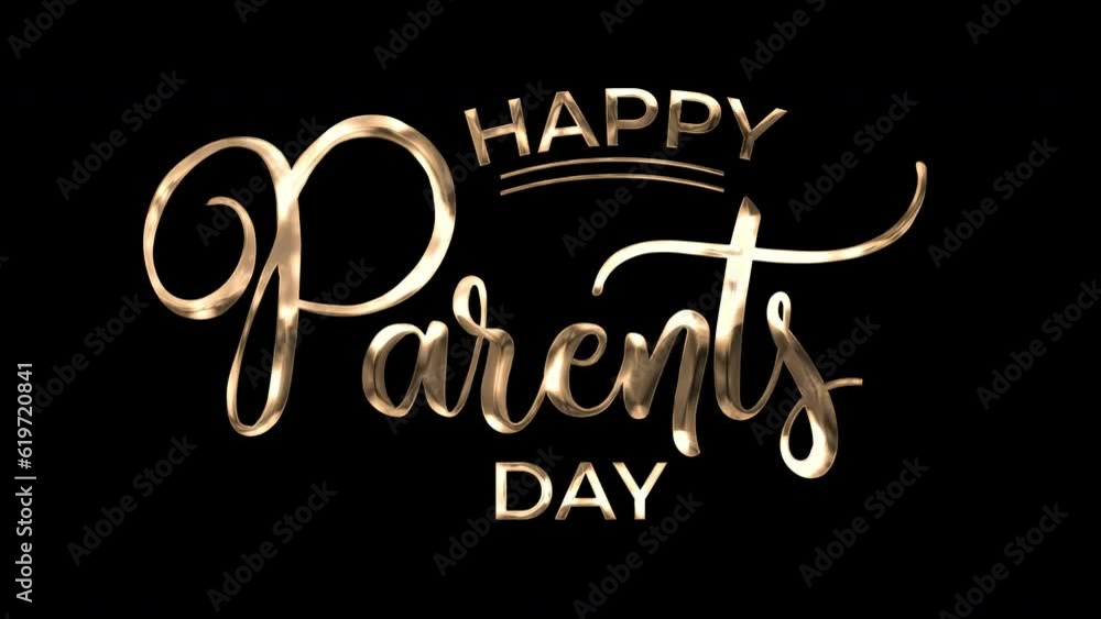 Happy Parents Day Text Animation in gold color. Parents Day Concept ...