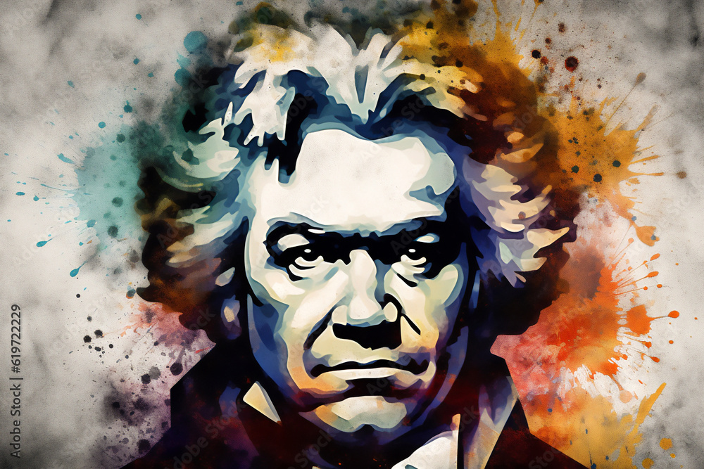 Ludwig van Beethoven watercolour painting of the famous German ...