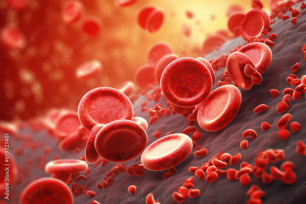 Red round blood cells under the microscope. Leukocytes defenders of the ...