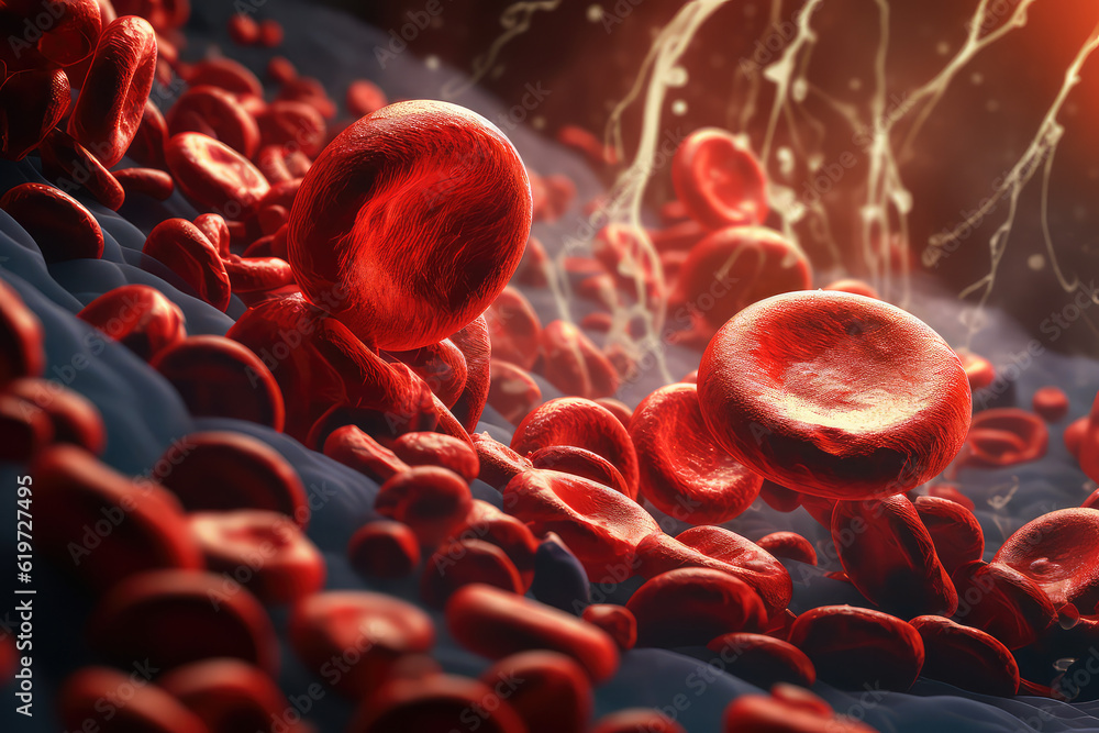 Poster Red round blood cells under microscope zoom – Wall Art | UkPosters