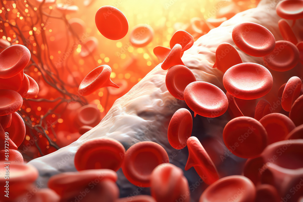 Many Red round blood cells under the microscope. Leukocytes defenders ...